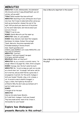 Revise Mercutio for GCSE 9-1 (Romeo and Juliet) | Teaching Resources