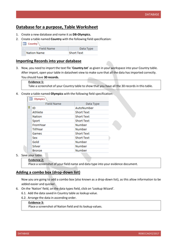 KS3 Database - Table | Teaching Resources