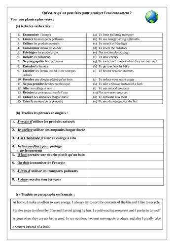 French Environment Bundle - L'environnement for GCSE | Teaching Resources