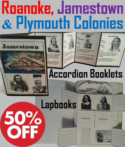 Roanoke, Jamestown and Plymouth Colonies Interactive Notebooks Bundle ...