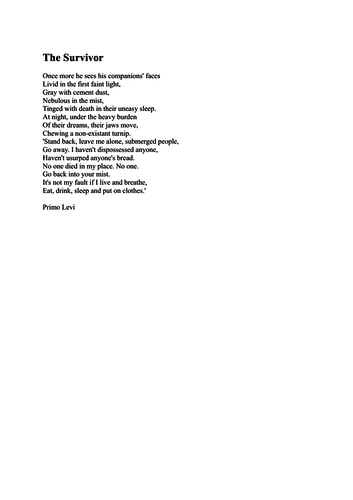 Four Holocaust poems | Teaching Resources