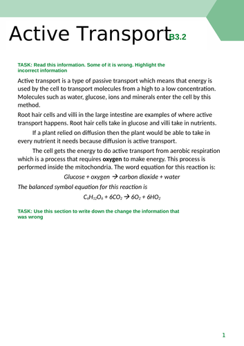 Active Transport | Teaching Resources