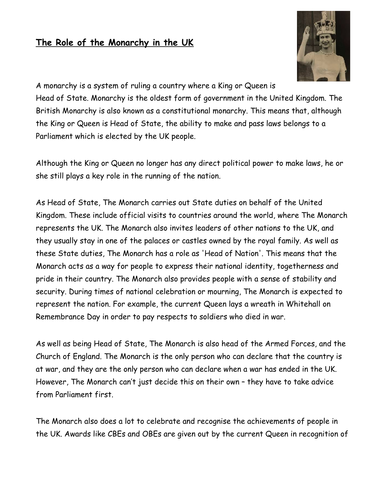 Monarchy + Government | Teaching Resources