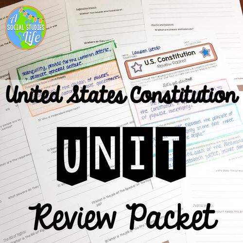 Constitution Unit Review Packet | Teaching Resources