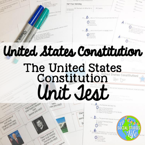 Constitution Unit Test | Teaching Resources