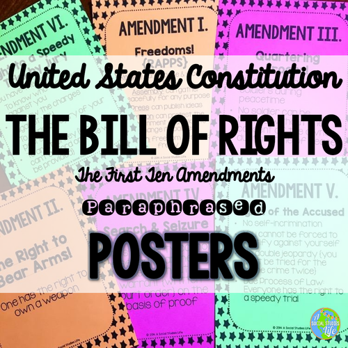 Bill of Rights Paraphrased POSTERS - Black and White | Teaching Resources