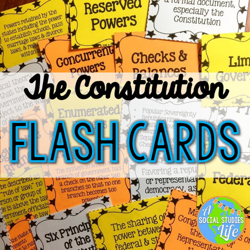Constitution Flash Cards - Black and White | Teaching Resources