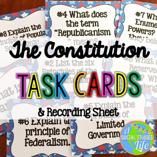 Constitution Task Cards | Teaching Resources