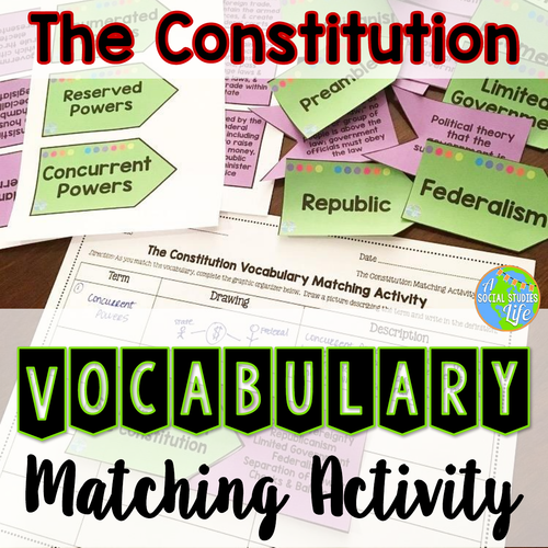 Constitution Vocabulary Matching Activity | Teaching Resources