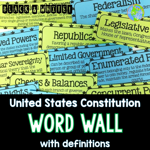 Constitution Word Wall - Black and White | Teaching Resources