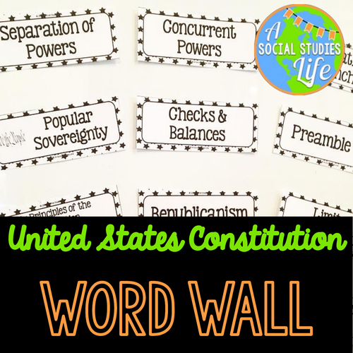 Constitution Word Wall without definitions - Black and White | Teaching ...