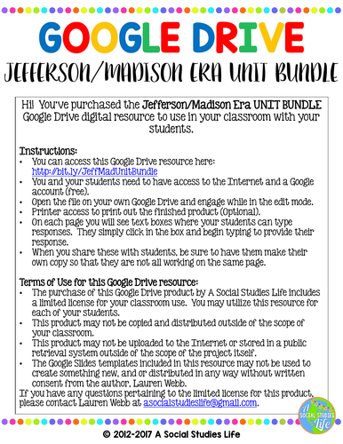 Thomas Jefferson, James Madison, War Hawks, War of 1812 UNIT BUNDLE ...