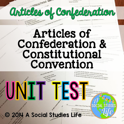 Articles of Confederation Unit Test | Teaching Resources