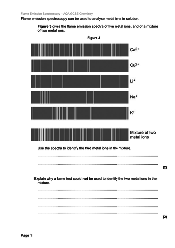 Flame Emission Spectrscopy NEW GCSE (including flame test practical ...