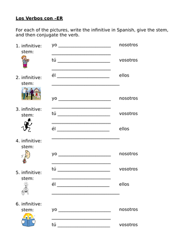 ER Verbs in Spanish Verbos ER Worksheet 2 | Teaching Resources