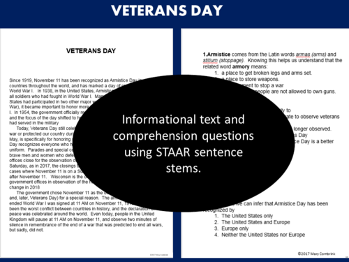 Digital/ Non-Digital Veterans Day Escape Room with Informational Text ...