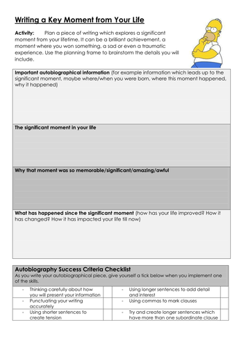 Four Autobiography lessons - Bundle | Teaching Resources