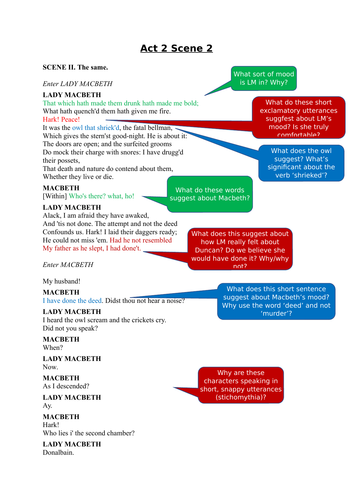 Act 2 Scene 2 Macbeth GCSE English Literature 9-1 | Teaching Resources