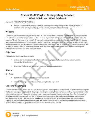 What Is Said vs. What Is Meant - Playlist and Teaching Notes | Teaching ...