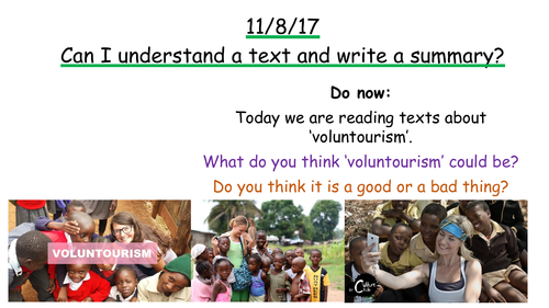 AQA Language Paper 2, Q2 - Summarising Differences - Voluntourism ...