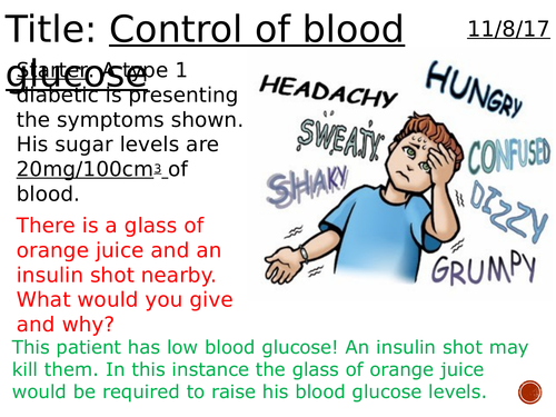 Control of blood glucose - complete lesson (A2) | Teaching Resources