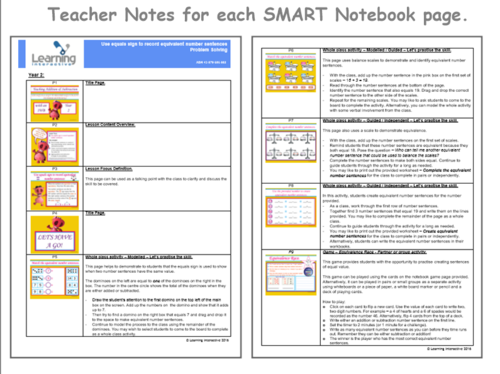 Using the equals sign to record equivalent number sentences - Year 2 ...
