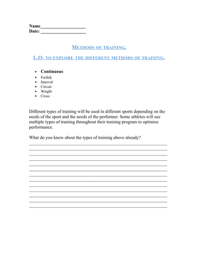 Methods of training | Teaching Resources