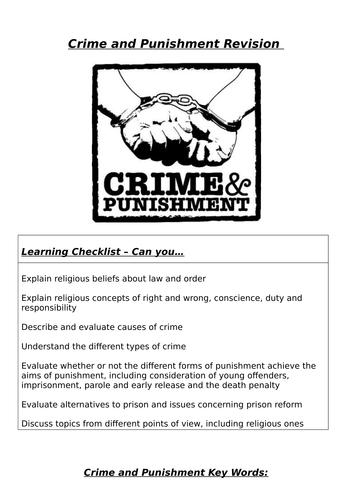 AQA GCSE 9-1 Religion, Crime and Punishment: Revision Work Booklet ...
