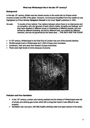 Whitechapel in the late 19th century - Crime and Punishment - Edexcel 9 ...