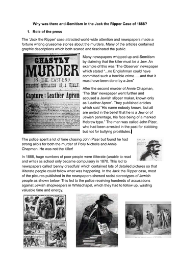 The Jack the Ripper Murder Case 1888 | Teaching Resources