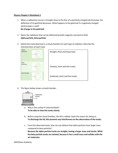 Types of Nuclear Radiation and Half Life Calculation Worksheets and ...