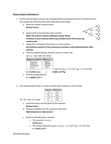 Nuclear fusion, Nuclear fission, Mass Defect and Nuclear Heat Energy ...
