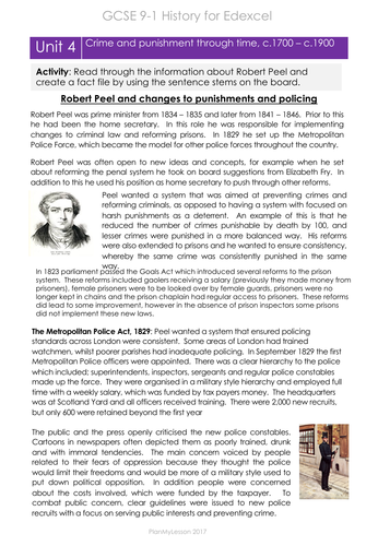 GCSE Crime, punishment and law enforcement through timec.1000-present ...