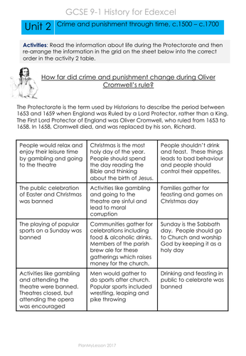 GCSE Crime, punishment and law enforcement through timec.1000-present ...