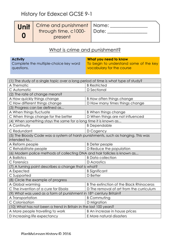 GCSE Crime, punishment and law enforcement through timec.1000-present ...