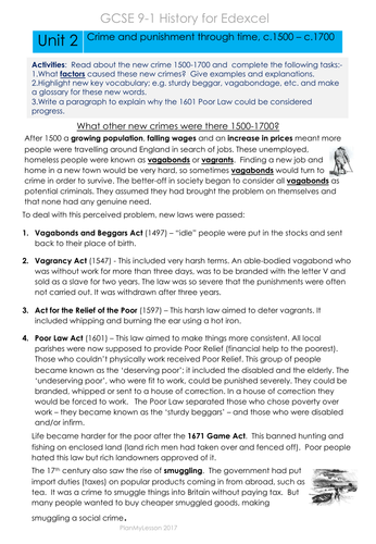 GCSE Crime, punishment and law enforcement through timec.1000-present ...