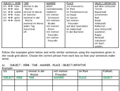 German word order workbook | Teaching Resources