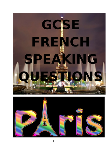 GCSE PREPARATION FOR FRENCH SPEAKING EXAM | Teaching Resources