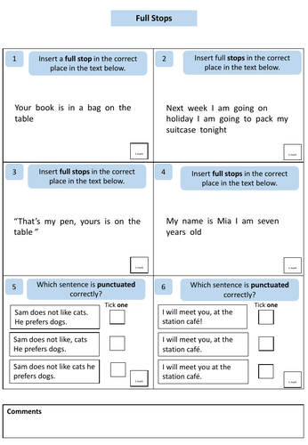 SATS English Revision: Punctuation | Teaching Resources