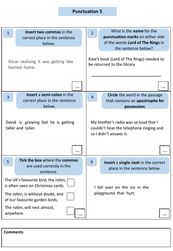 SATS English Revision: Punctuation | Teaching Resources