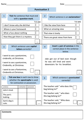 SATS English Revision: Punctuation | Teaching Resources