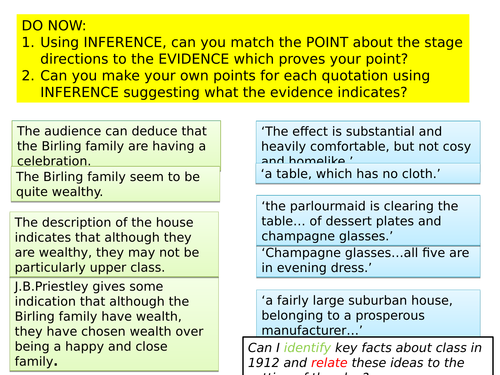 Entire 'An Inspector Calls' scheme of work with homework and ...