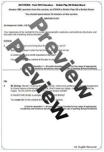 An Inspector Calls Exam Questions Edexcel Characters | Teaching Resources An Inspector Calls Exam Questions Edexcel Characters | Teaching Resources