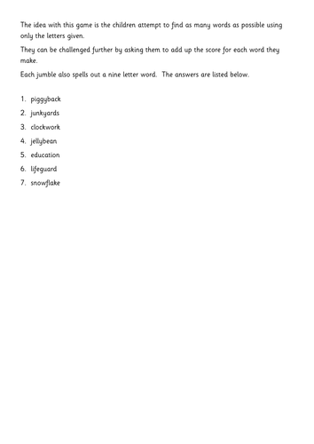 Word Jumble - Pack A | Teaching Resources