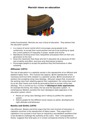 AQA Sociology Marxist views on education | Teaching Resources