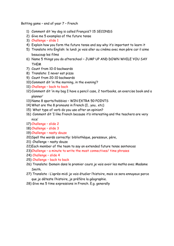 MFL Spanish/ French games/activities developed to aid BOYS ENGAGEMENT ...