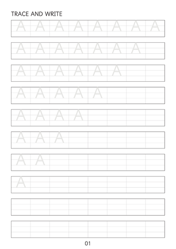 Set of simple capital letters A to Z line worksheets sheets | Teaching ...