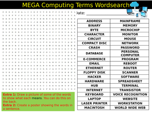 3 x ICT Computing Terms Wordsearches Starter Settler Activity Homework ...