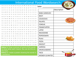 International Food Wordsearch Food Technology Starter Settler Activity ...