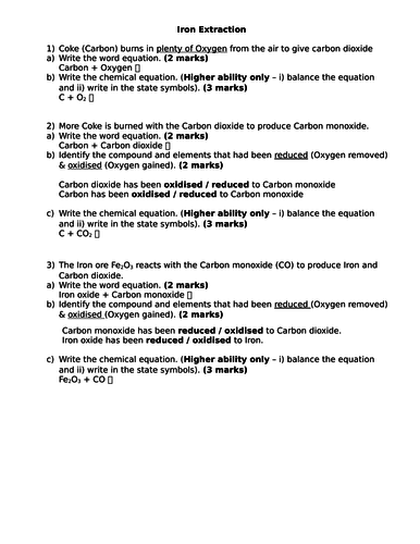 Iron Extraction | Teaching Resources